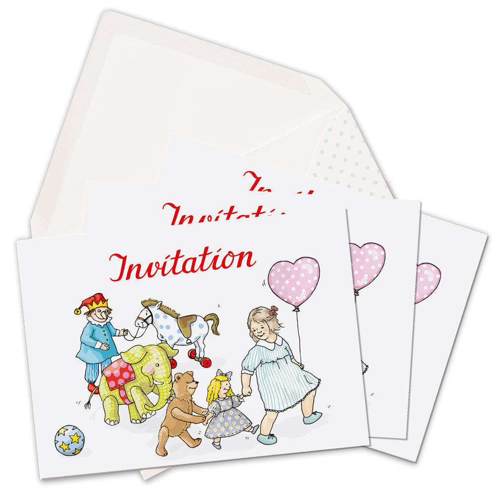 Karten Set 6 Einladungen "Invitation" Kinderparty – der gute Heinrich